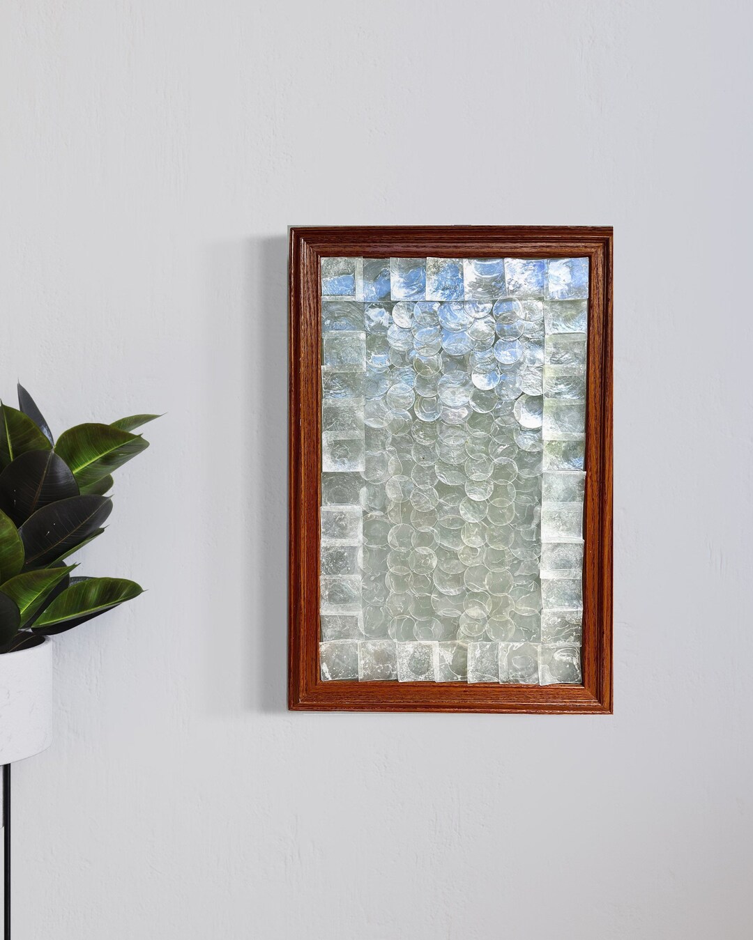 White Natural Capiz Shells on Glass Solid Wood Frame 24x16” - Etsy