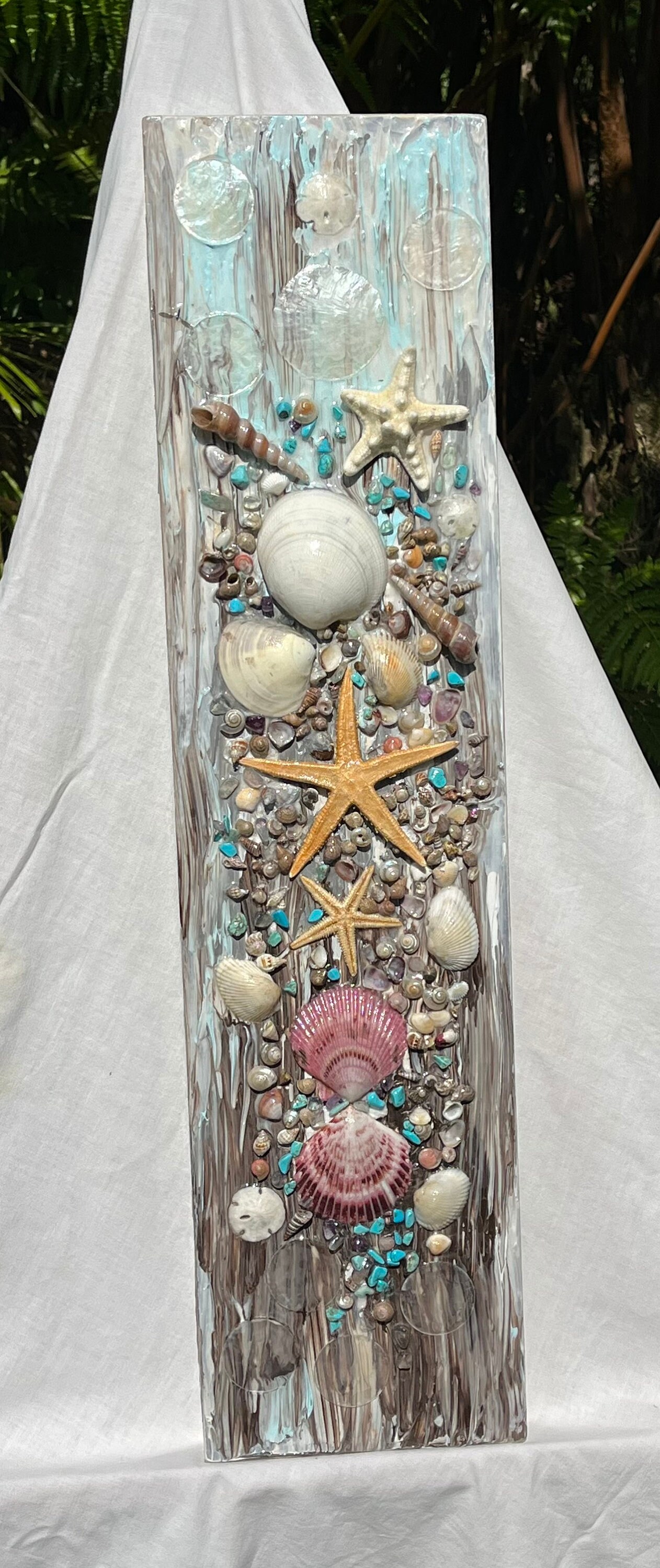 Seashells Wall Art Collage on Painted Textures Cradleboard - Etsy