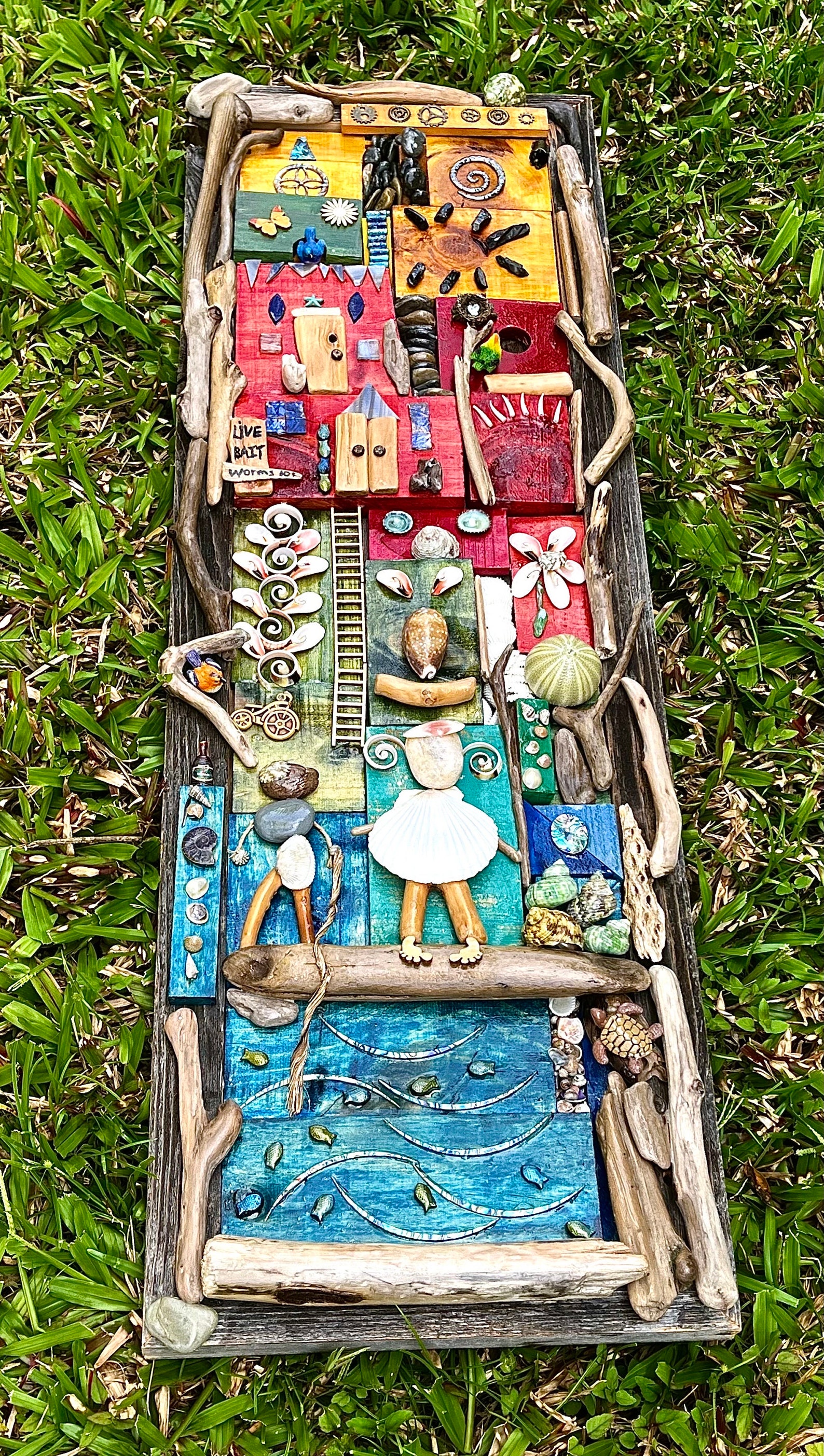 Rustic Mosaic Collage Wood Panel Upcycled Barn Vintage Assemblage Wall ...