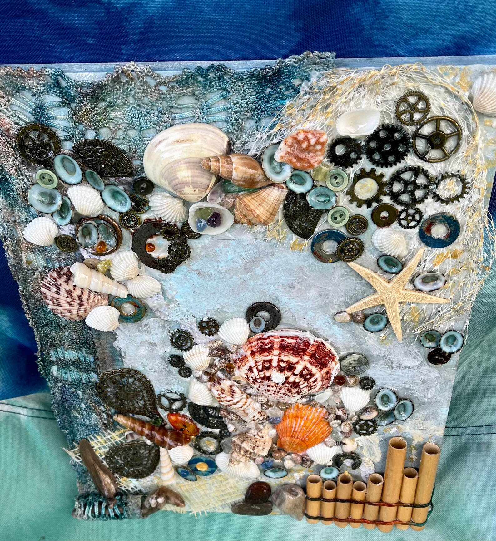 Original Mixed Media Collage on Wood Seashellsfound Objects - Etsy