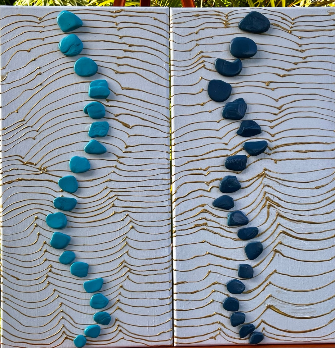 Falling Wall Art With Lines and Stones Abstract Painting - Etsy