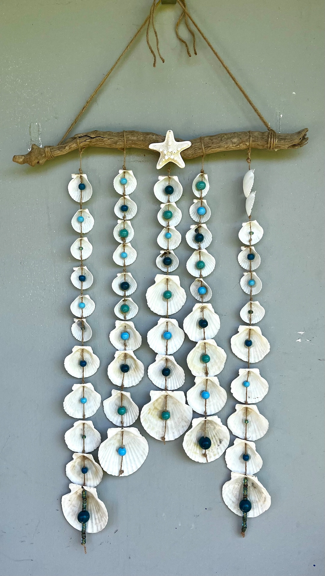 Seashell Wall Hanging Wind Chimes Driftwood Beads - Etsy