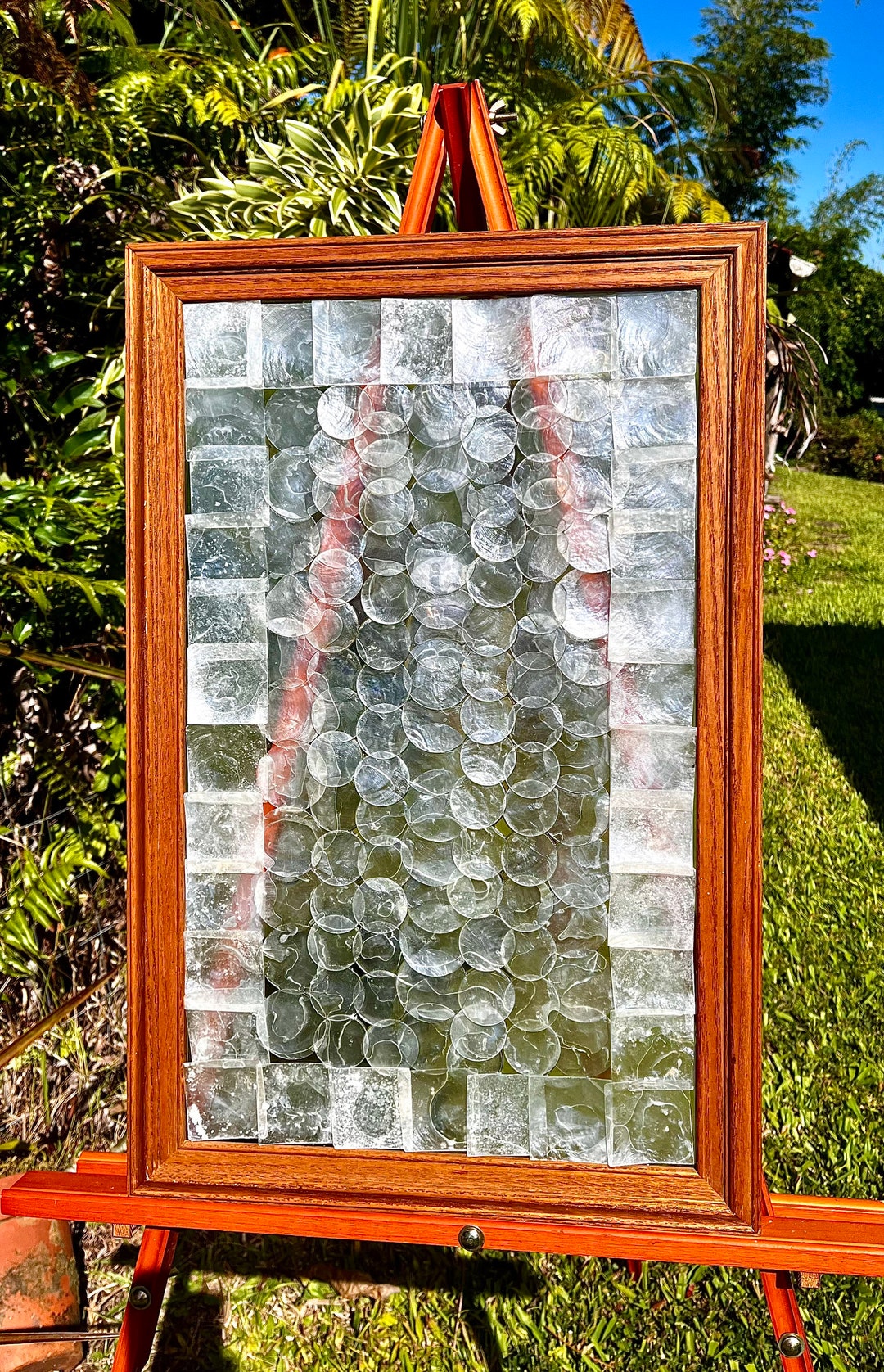 White Natural Capiz Shells on Glass Solid Wood Frame 24x16 - Etsy