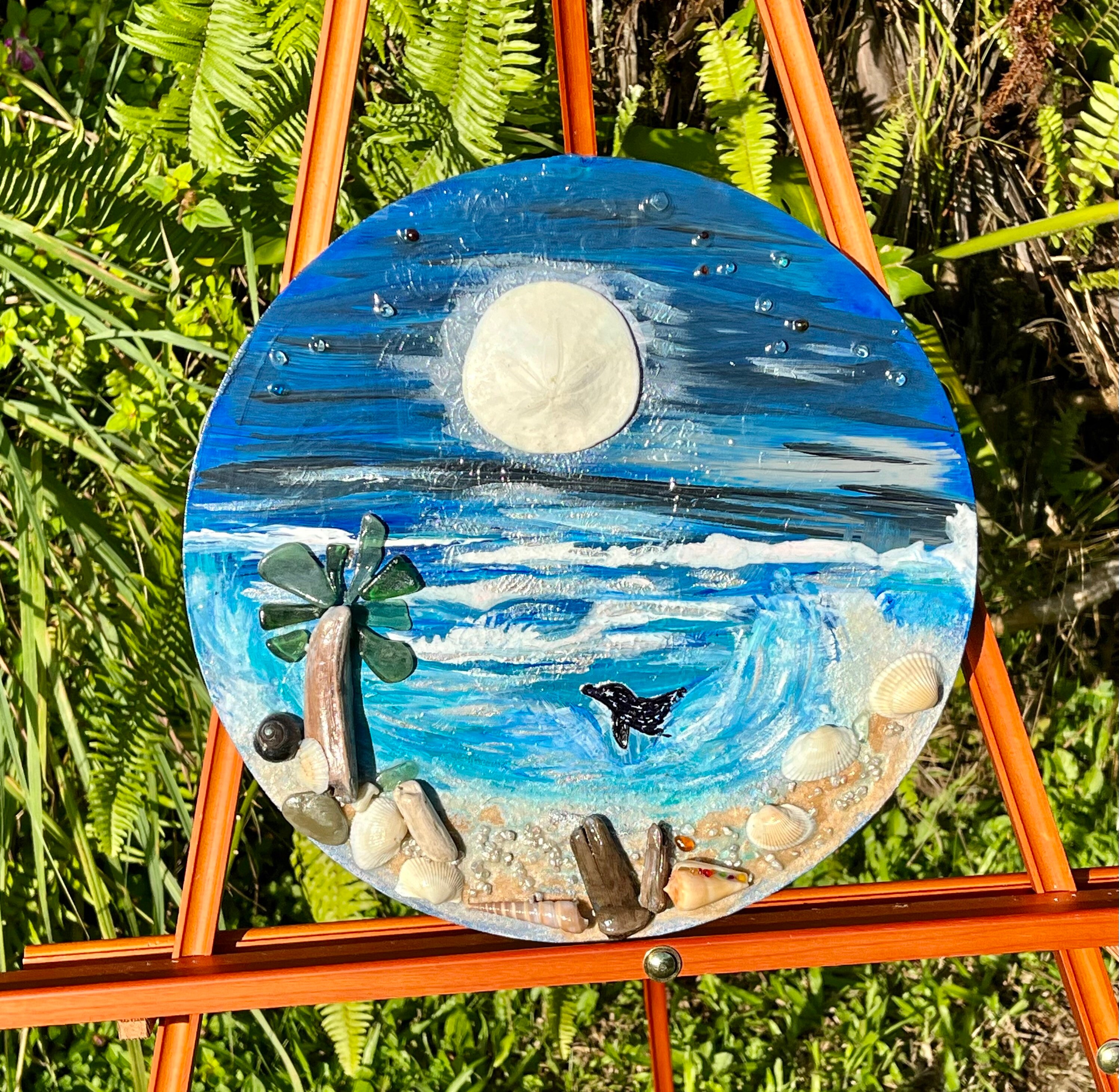 Beach Tropical Seashell Collage With Sand Driftwood Seaglass - Etsy