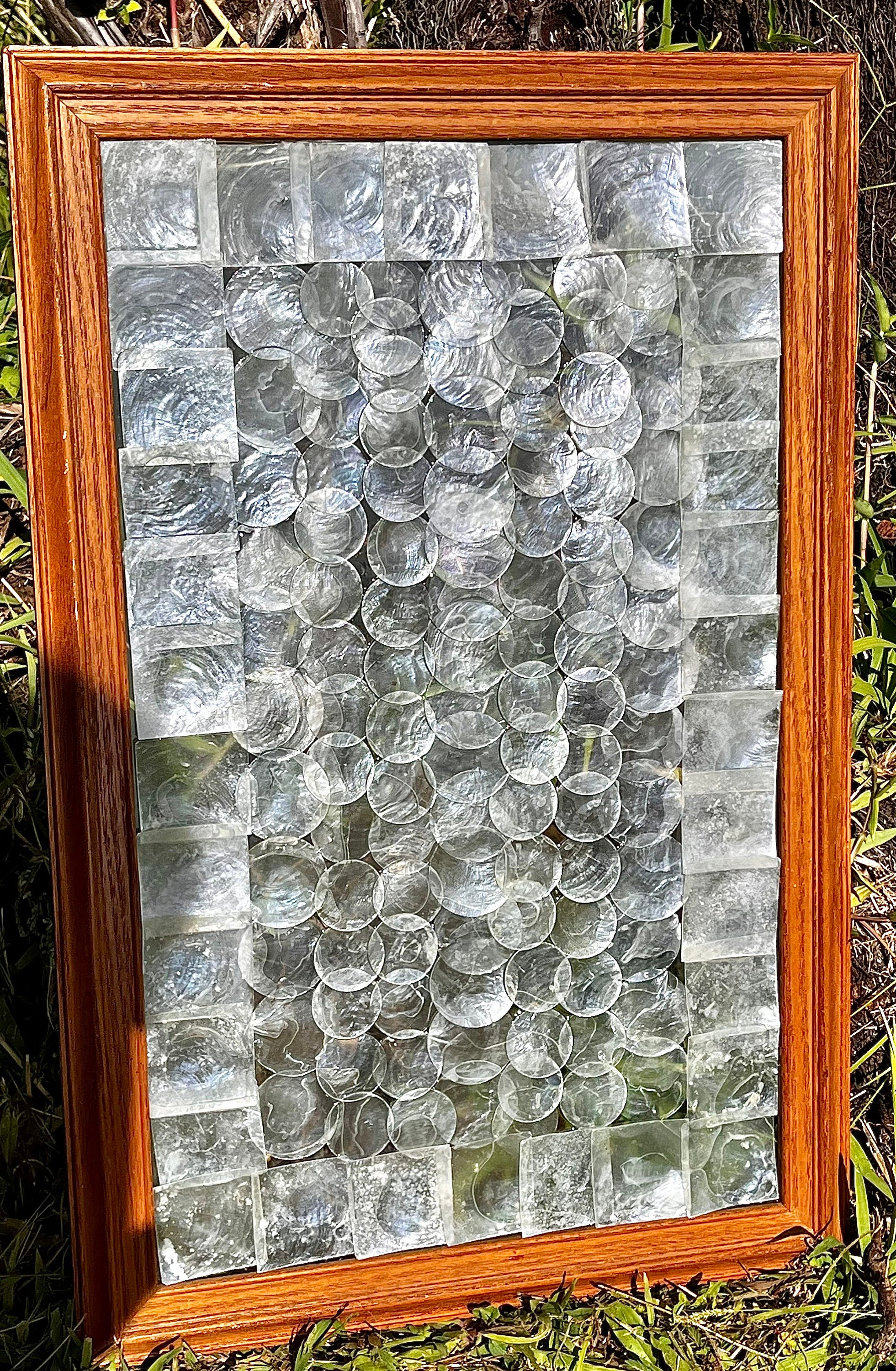 White Natural Capiz Shells on Glass Solid Wood Frame 24x16 - Etsy