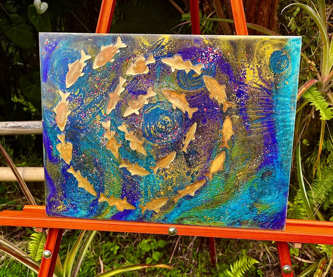Swimming Fish Epoxy Resin Art Wall Decor 15.5x12 Painted With - Etsy