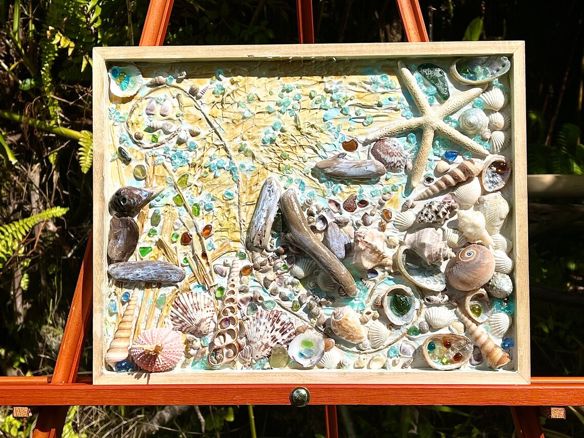 Dreaming on the Beachseashell Mosaic Shadow Box With a - Etsy