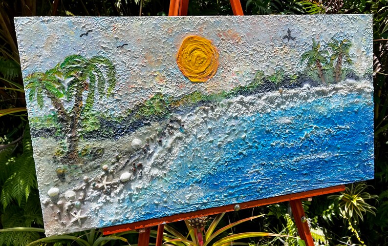Aloha Hawaiian Beach Abstract Landscape Painting 32x16 - Etsy