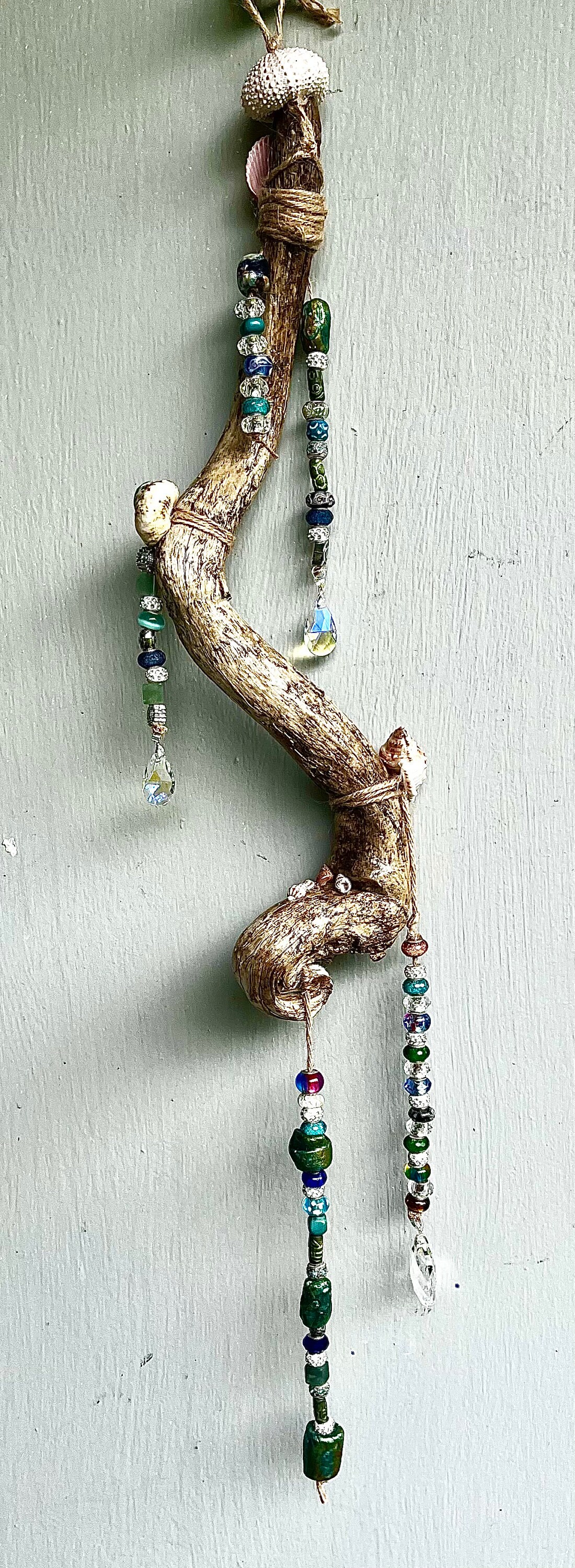 Driftwood Wall Hanging With Sparkly Beads and Seashells - Etsy