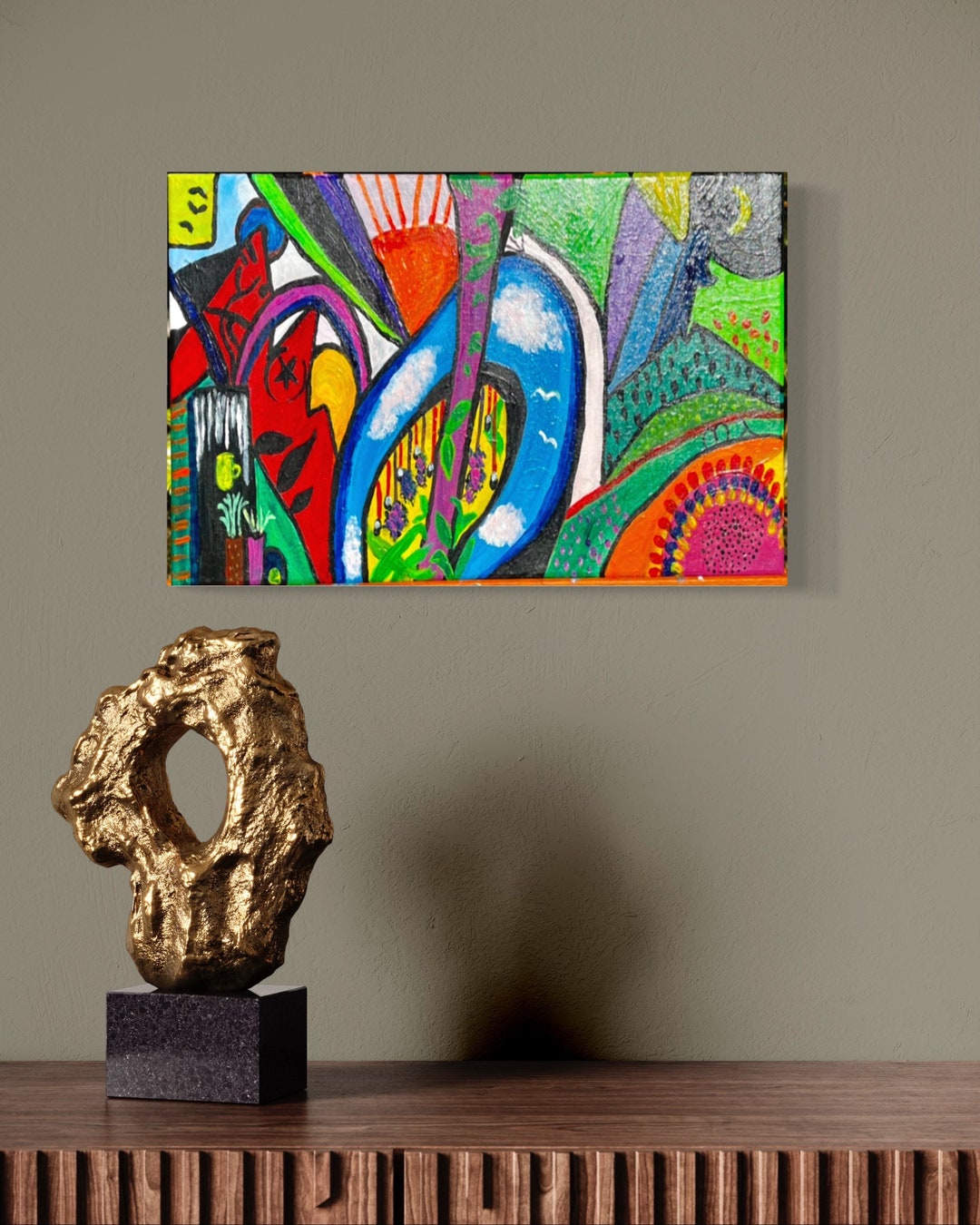 Kandinsky Inspired Abstract Painting 20x10 - Etsy
