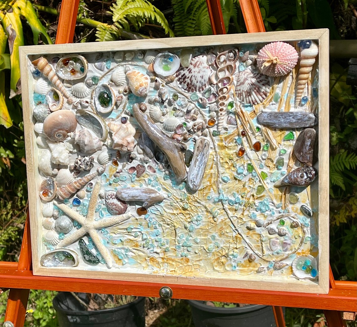 Dreaming on the Beachseashell Mosaic Shadow Box With a - Etsy
