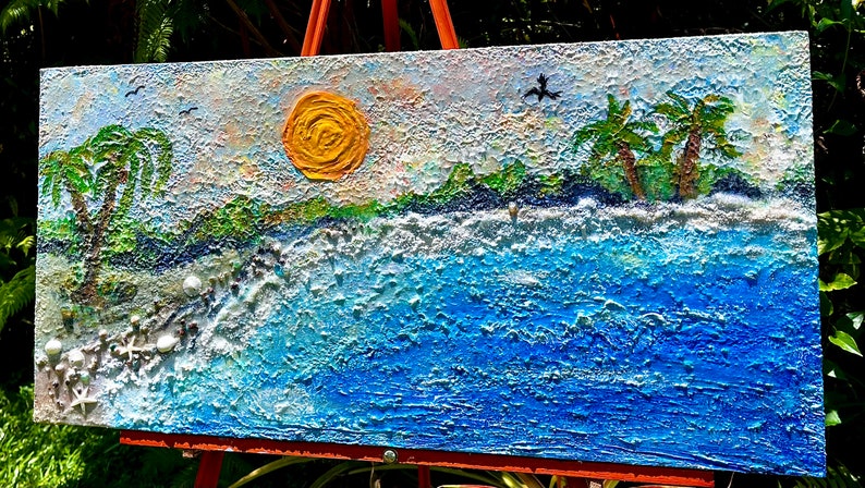 Aloha Hawaiian Beach Abstract Landscape Painting 32x16 - Etsy