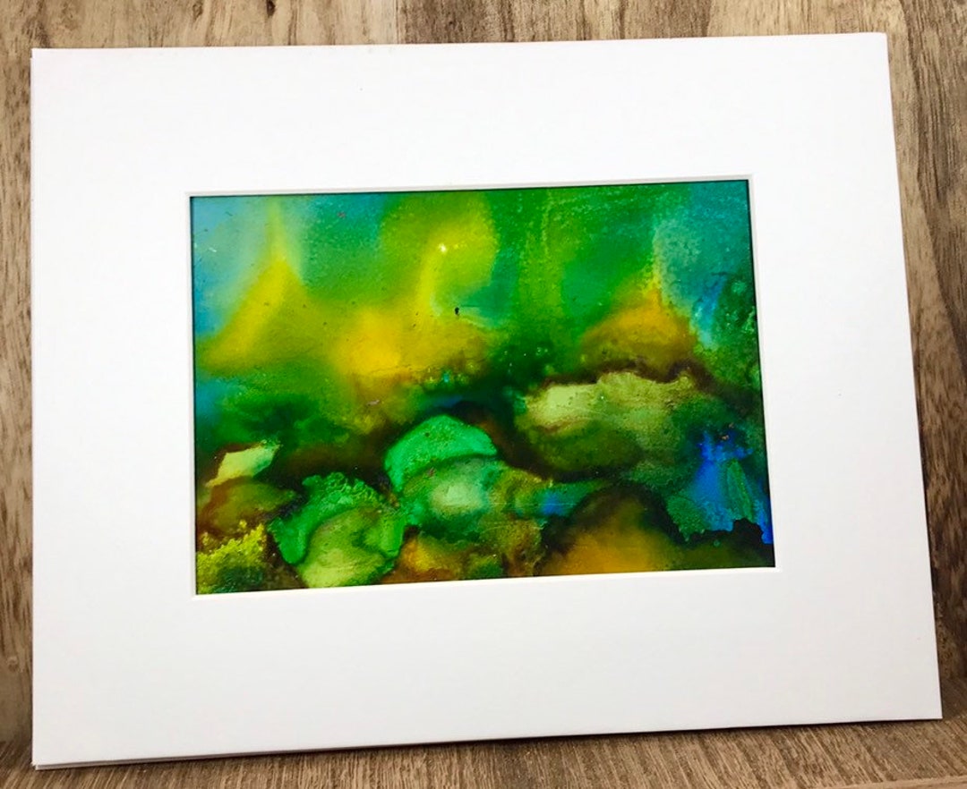 Green Abstract Landscape Northern Lights Alcohol Inks on Yupo Paper ...