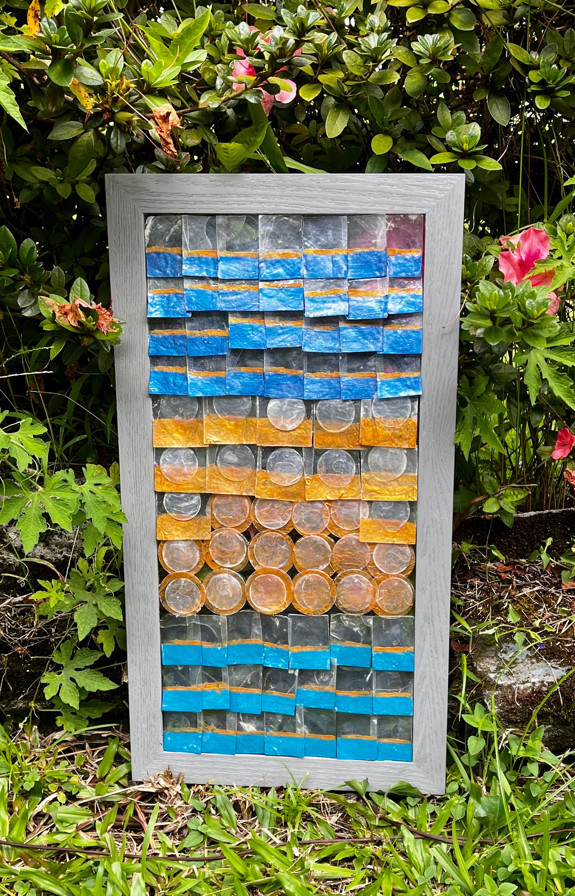 Natural Capiz Shells Blue Turquoise Gold Wall or Window Panel - Etsy