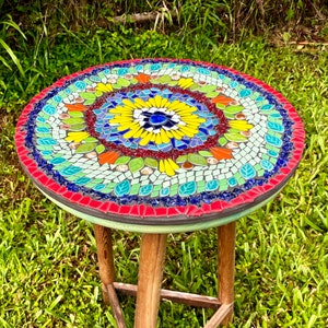 Colorful Ceramic Mosaic Tile Round Table Top or Wall Decor Handmade ...