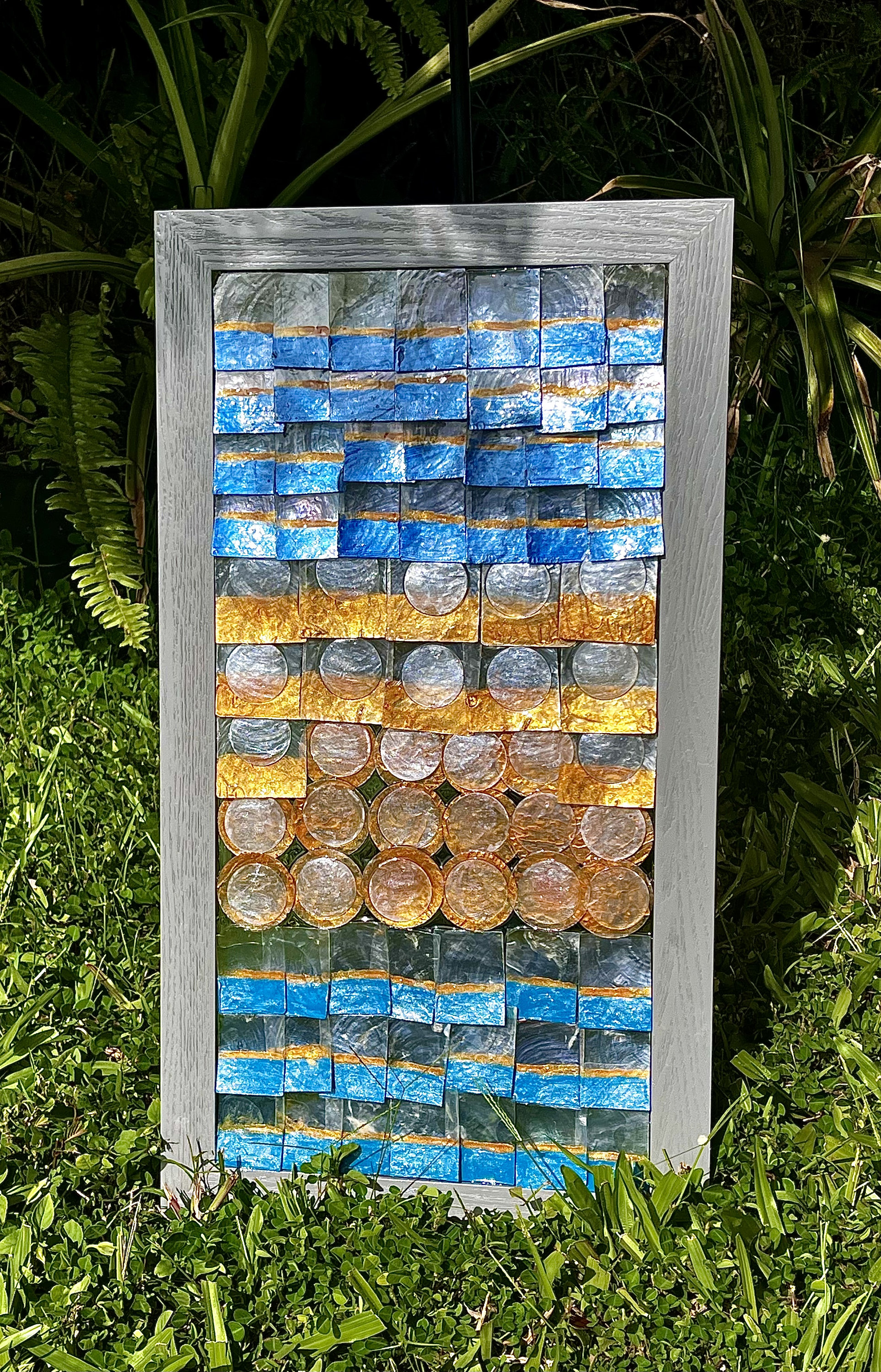 Natural Capiz Shells Blue Turquoise Gold Wall or Window Panel - Etsy