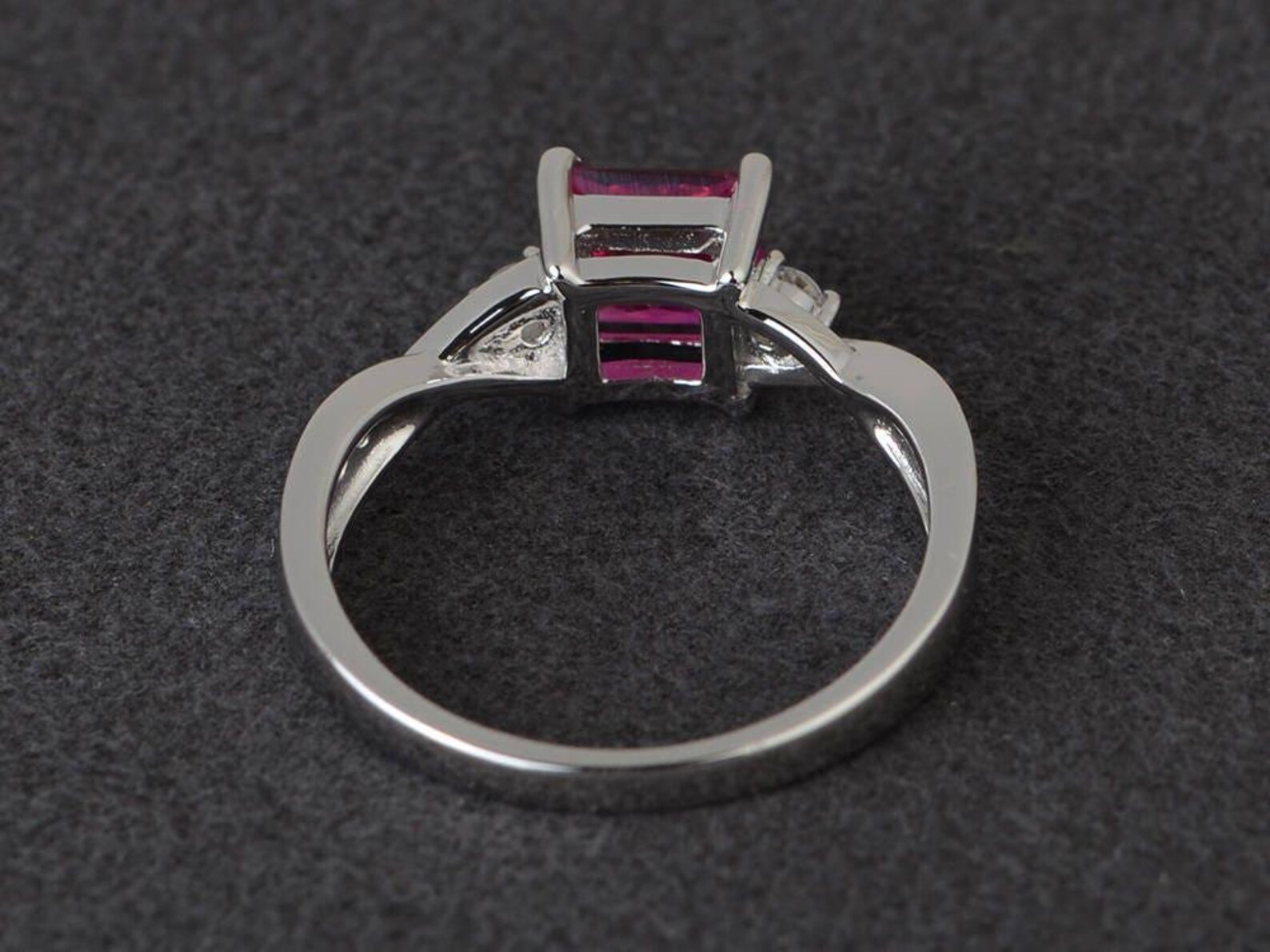 Princess Cut Ruby Ring Sterling Silver Wedding Engagement Ring July ...