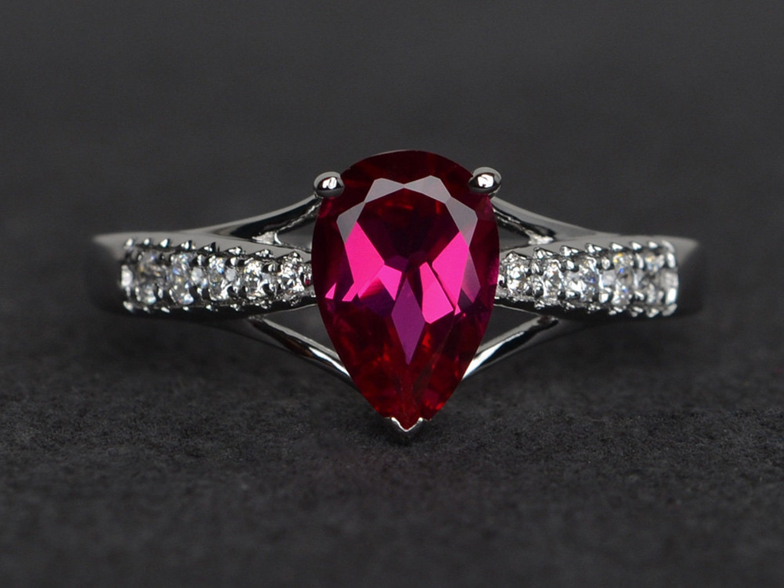 Ruby Ring Silver Red Ruby Engagement Rings Anniversary Rings | Etsy