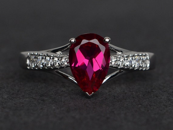 Ruby Ring Silver Red Ruby Engagement Rings Anniversary Rings | Etsy