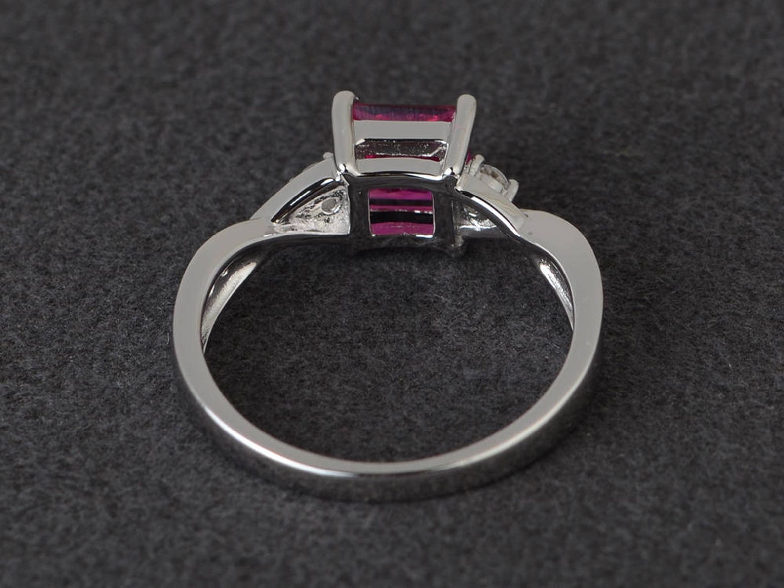 Princess Cut Ruby Ring Sterling Silver Wedding Engagement Ring - Etsy