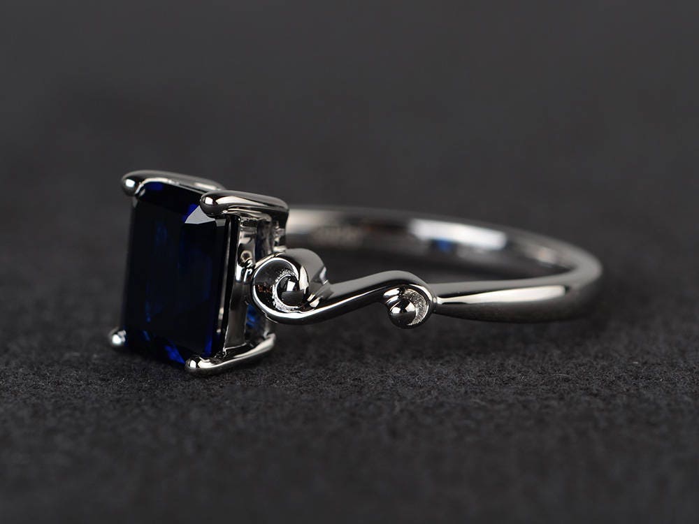 Blue Sapphire Ring Anniversary September Birthstone Blue - Etsy