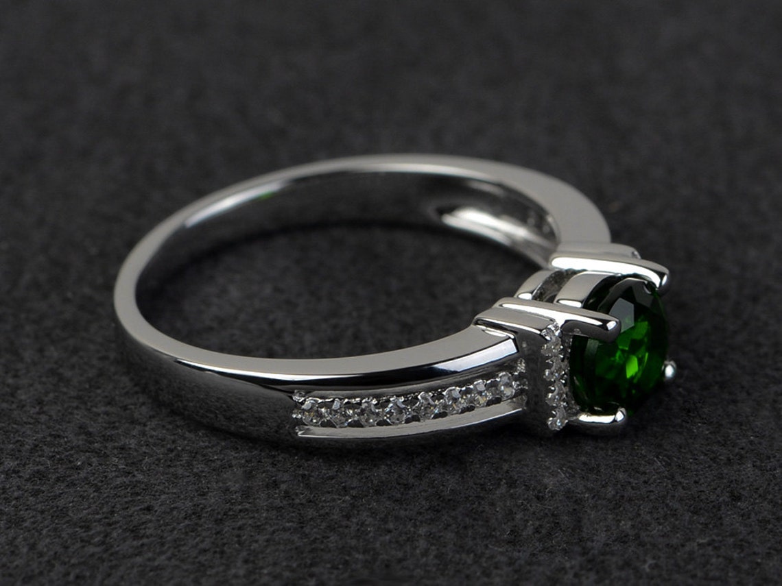 Natural Chrome Diopside Ring Diopside Engagement Ring Round - Etsy