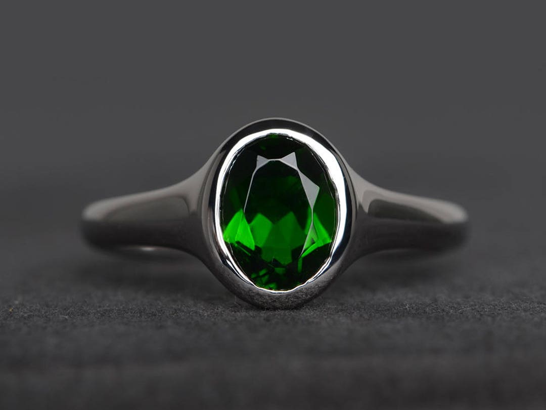 Natural Chrome Diopside Ring Anniversary Ring Oval Cut Green Gemstone ...