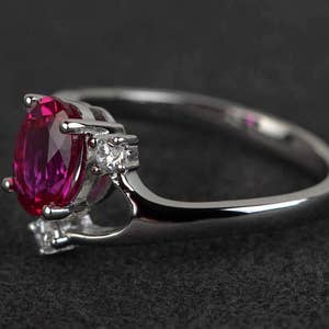 Oval Ruby Ring Sterling Silver Ruby Engagement Ring Promise - Etsy