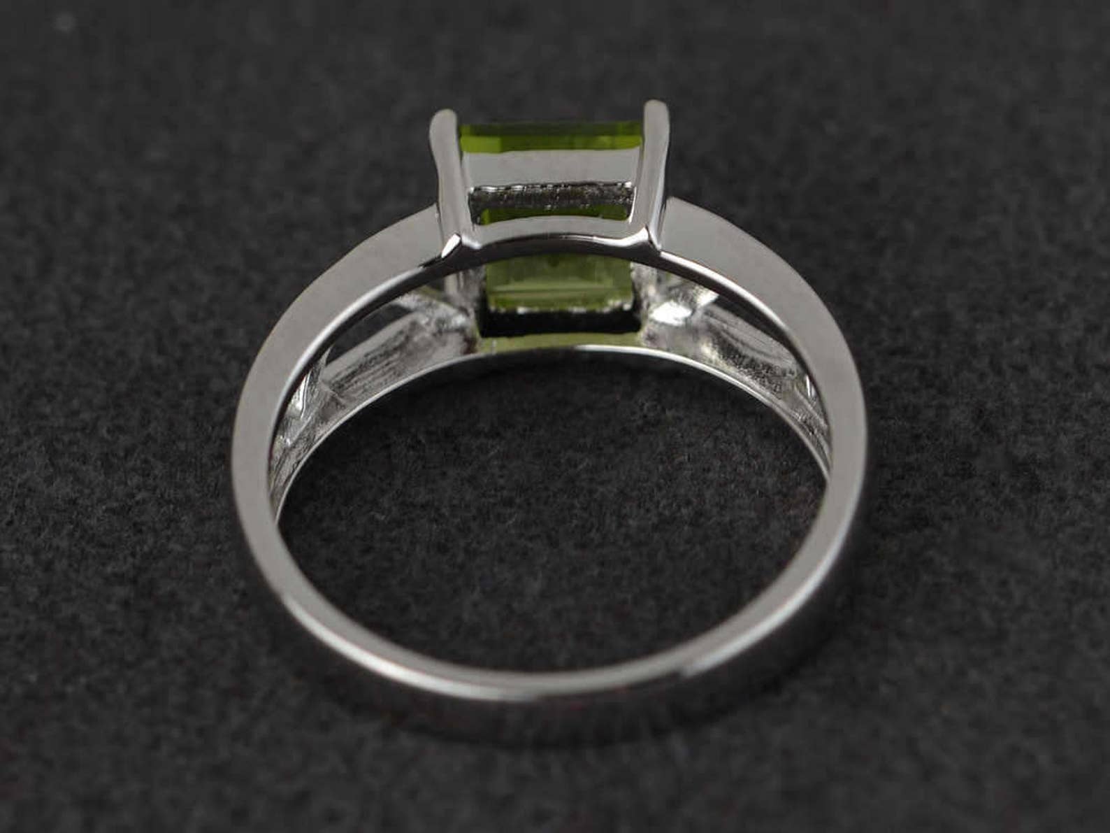 Square Cut Peridot Ring Green Gemstone Ring Sterling Silver - Etsy