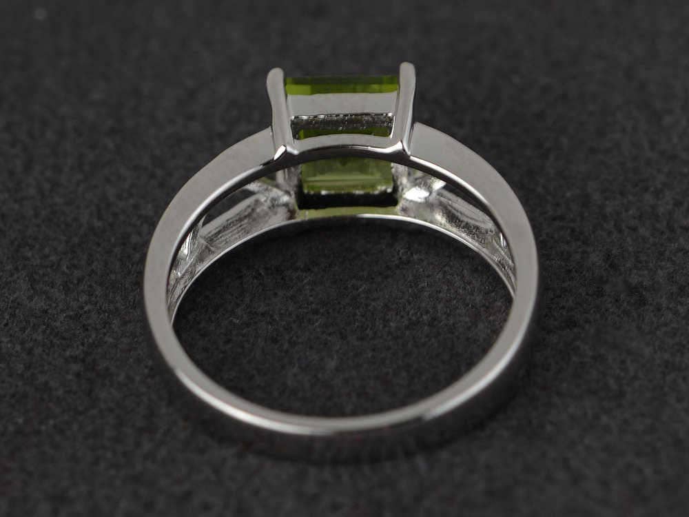 Square Cut Peridot Ring Green Gemstone Ring Sterling Silver - Etsy