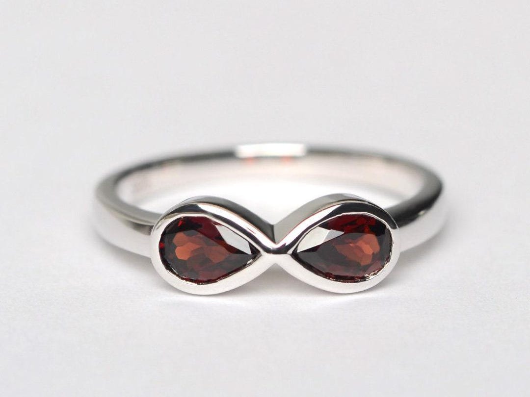 Simple Infinity Ringnatural Red Garnet Ring January Birthstone Ring ...