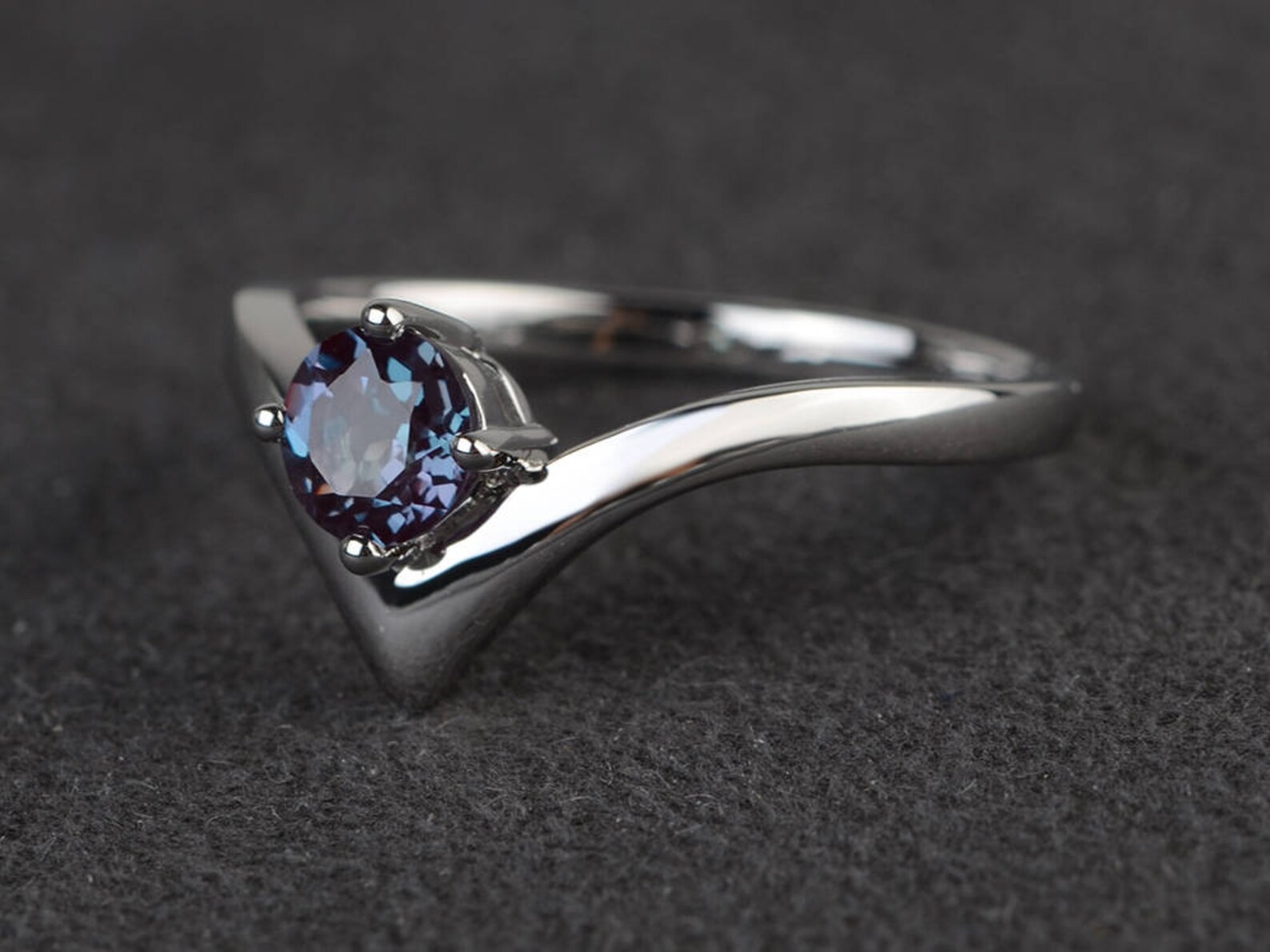 Alexandrite Ring Promise Ring Round Cut Gemstone June | Etsy