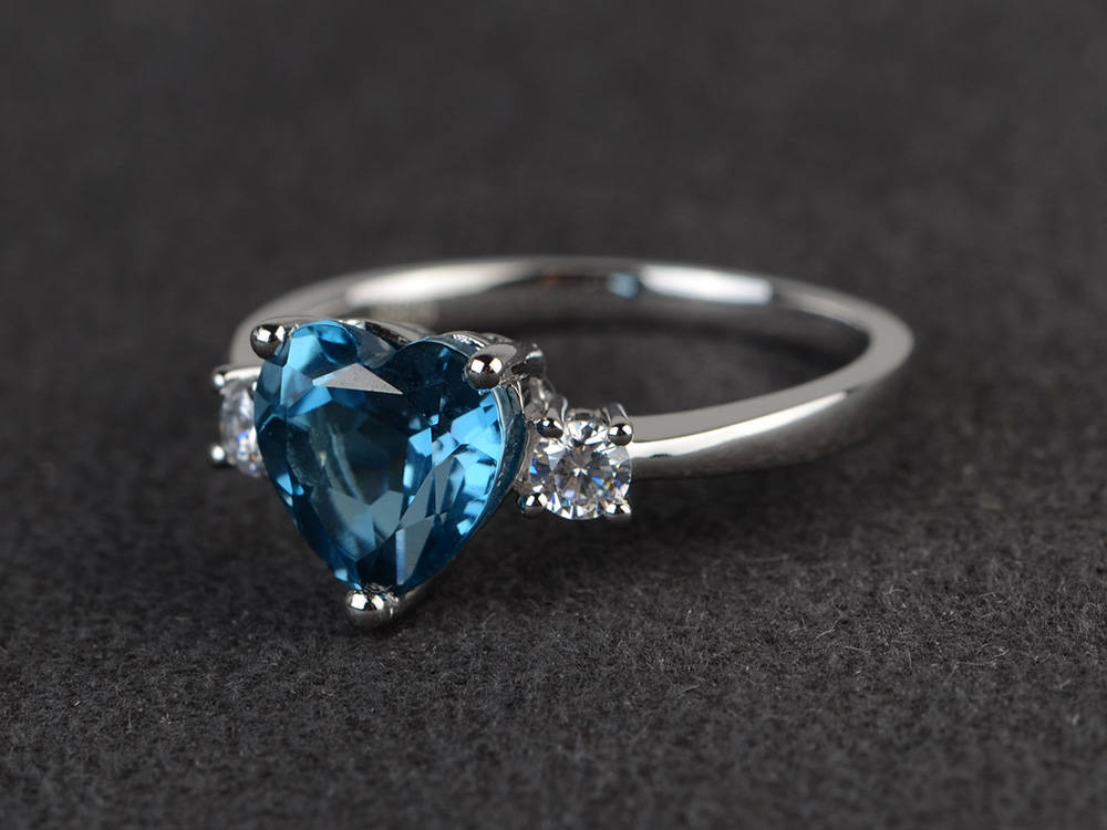 Wedding Ring London Blue Topaz Ring Heart Cut Blue Gemstone - Etsy