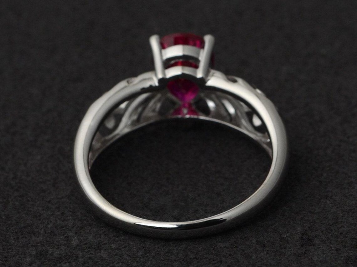Ruby Ring Red Ruby Engagement Ring Created Gemstone Rings Solitaire ...