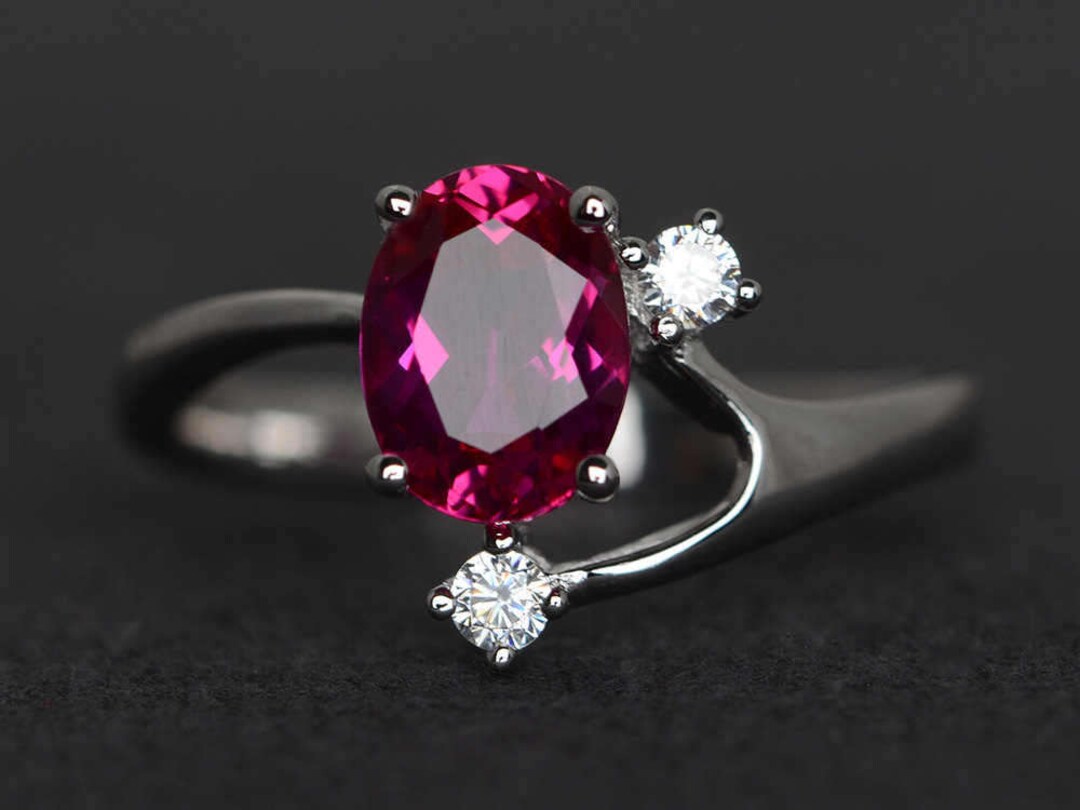 Oval Ruby Ring Sterling Silver Ruby Engagement Ring Promise - Etsy