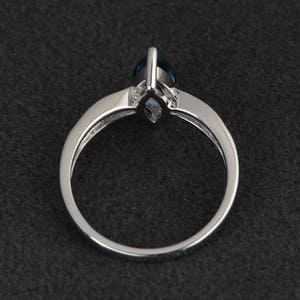 London Blue Topaz Ring Promise Ring Marquise Cut Blue Gemstone Sterling ...