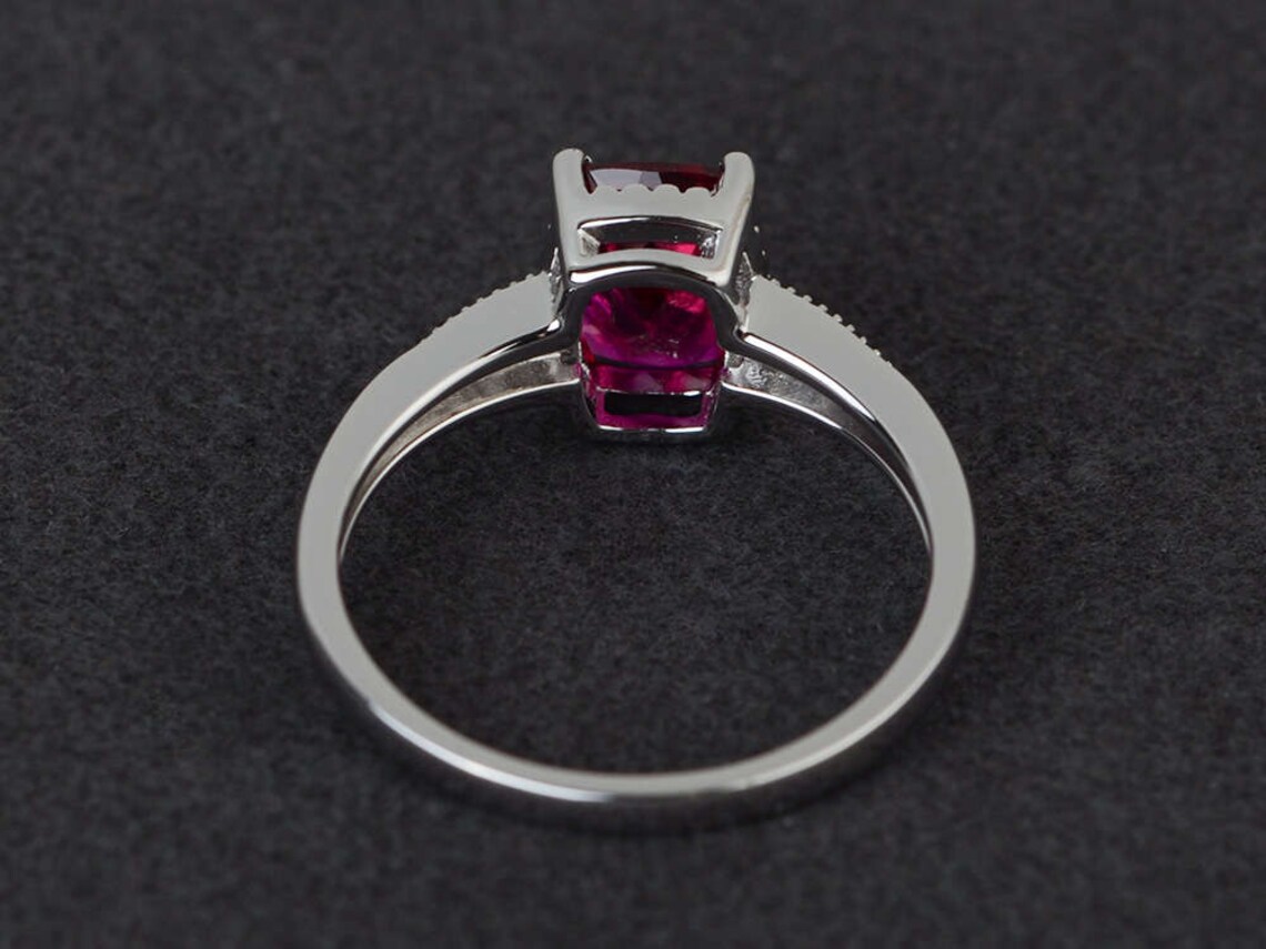 Cushion Cut Ruby Ring Sterling Silver Ring Ruby Engagement - Etsy