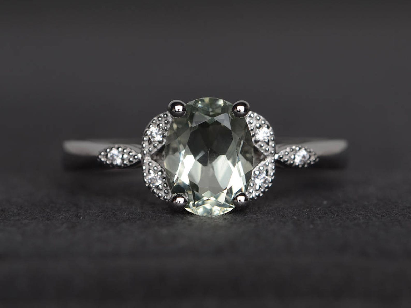 Wedding Ring Natural Green Amethyst Ring Sterling Silver Ring - Etsy