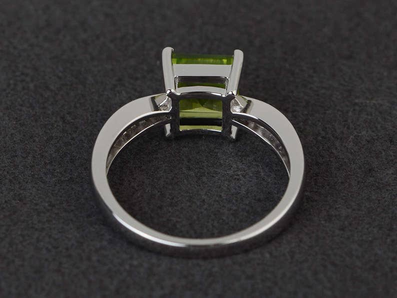 Natural Peridot Ring Square Cut Peridot Green Gemstone Ring | Etsy