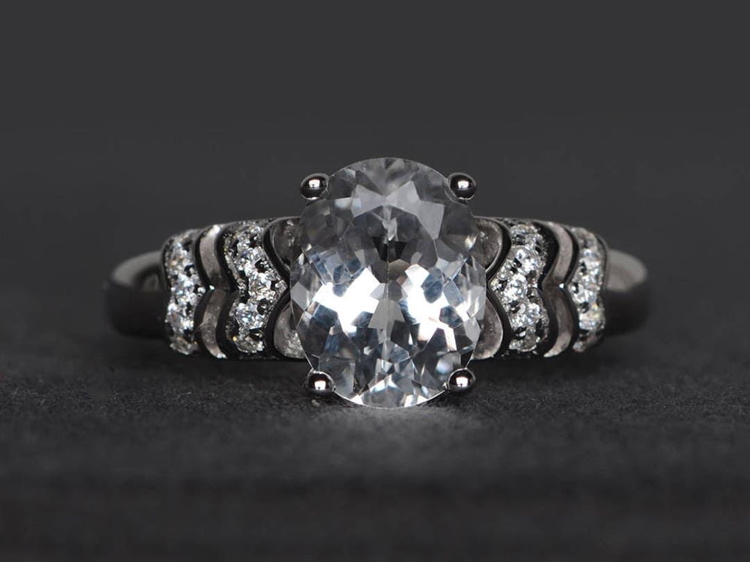 Real Natural White Topaz Ring Anniversary Ring Oval Cut Gemstone ...