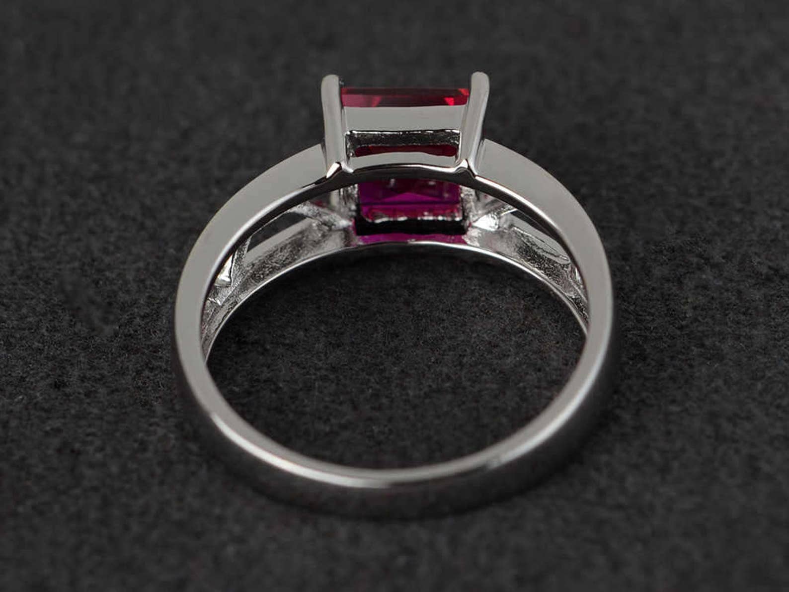 Square Cut Ruby Ring Sterling Silver Red Ruby Engagement Ring | Etsy
