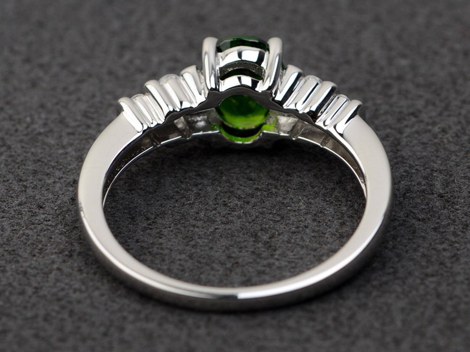 Diopside ring silver chrome diopside engagement ring green | Etsy