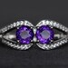 Amethyst Ring Double Band Heart Cut Engagement Ring Sterling Silver Purple Gemstone Ring ...