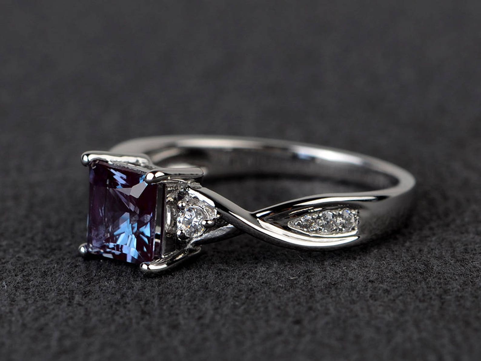 Princess cut alexandrite ring gemstone ring sterling silver | Etsy