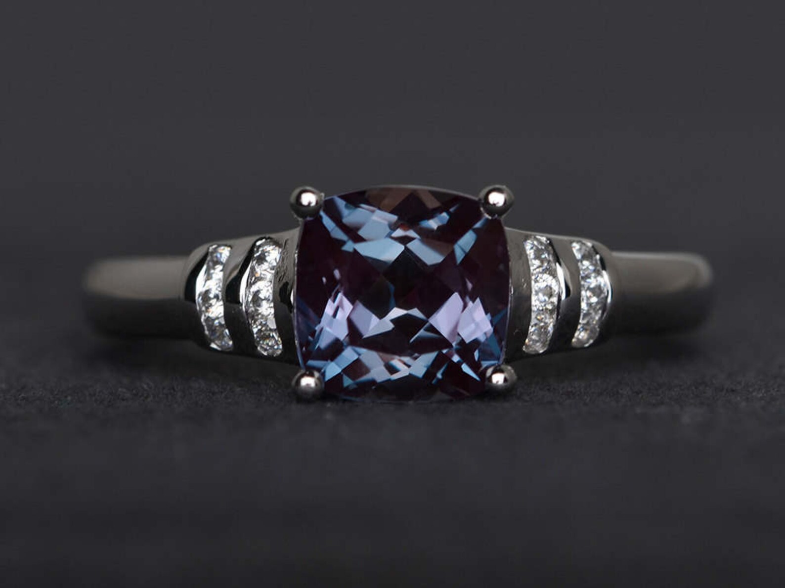 Alexandrite Ring Cushion Cut Engagement Ring Gemstone Ring - Etsy