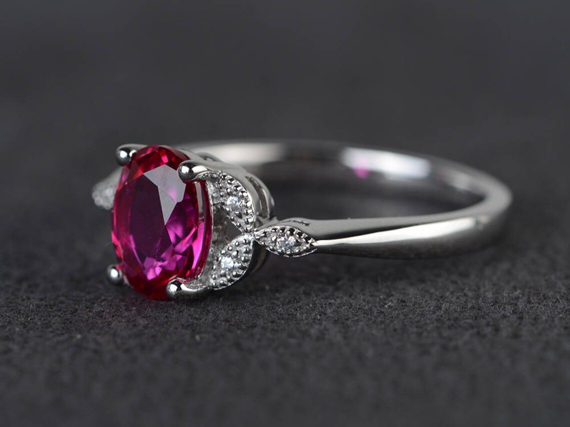 Ruby Ring Promise Ring July Birthstone Sterling Silver Ring - Etsy