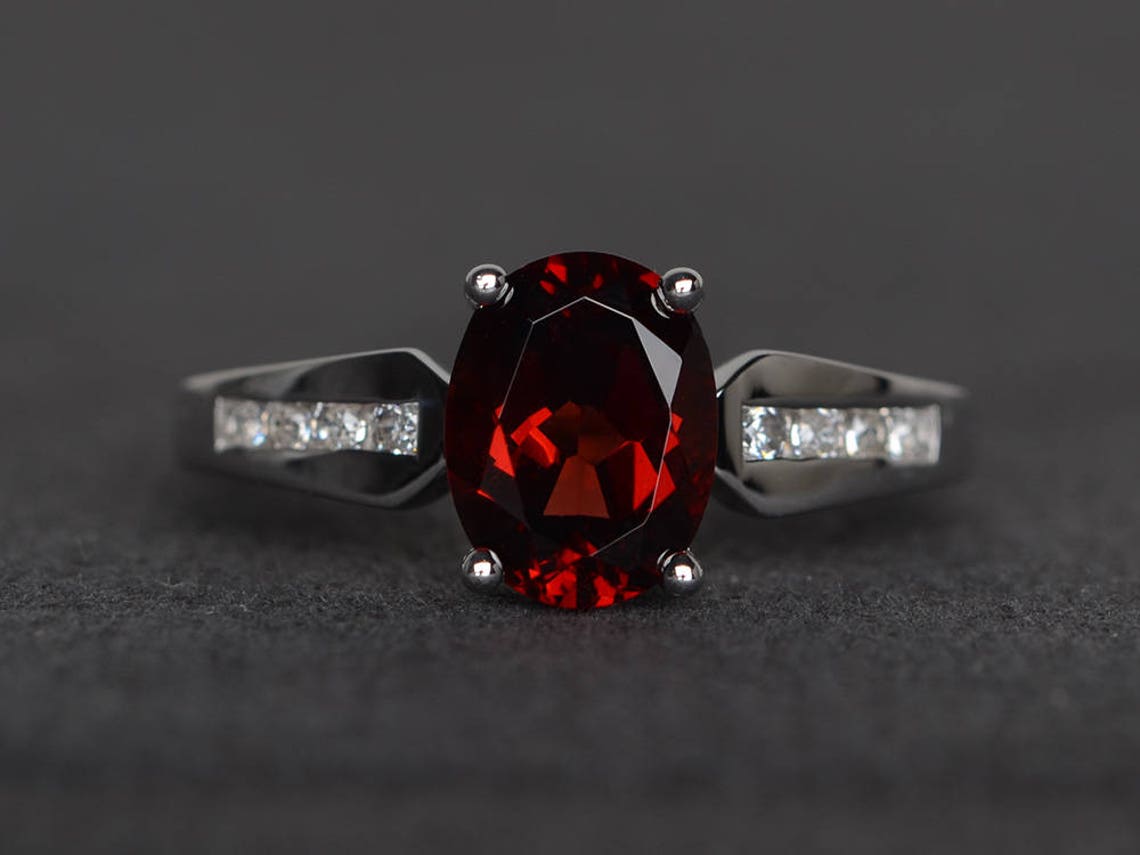 Natural Red Garnet Ring Wedding Ring Oval Cut Gemstone - Etsy