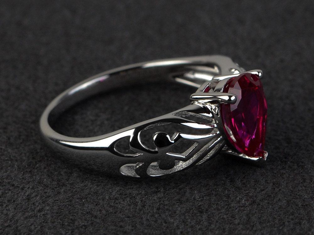 Ruby Ring Red Ruby Engagement Ring Created Gemstone Rings Solitaire ...