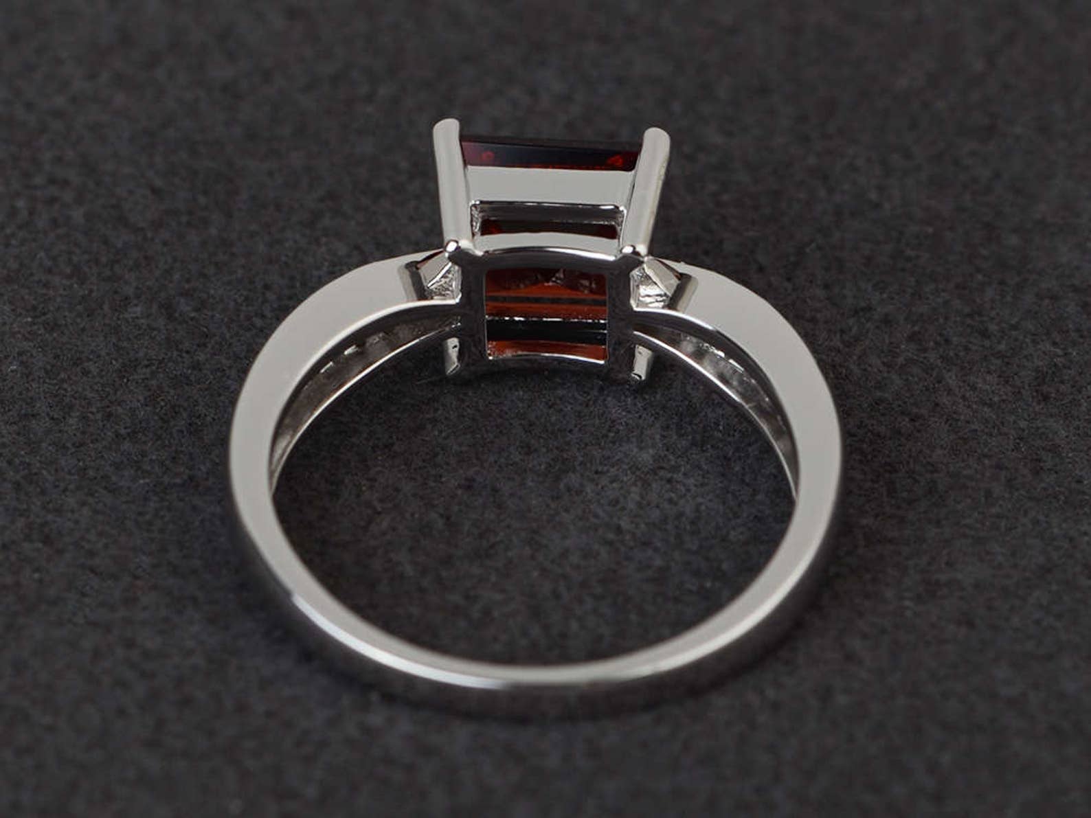 Garnet Ring Square Cut Wedding Engagement Ring Red Gemstone - Etsy