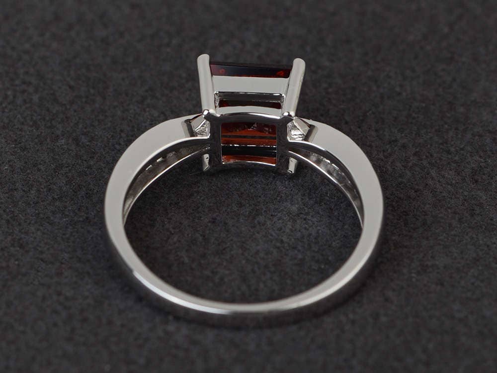 Garnet Ring Square Cut Wedding Engagement Ring Red Gemstone - Etsy